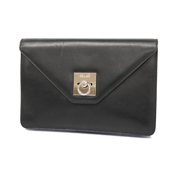 Celine | Bags | Celineauth Clutch Bag Womens Leather Black | Poshmark
